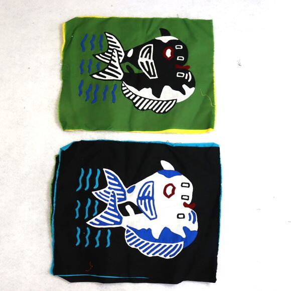 Unbranded | Art | Vintage Kuna Mola Fish Textile Panels Pair Folk Art ...